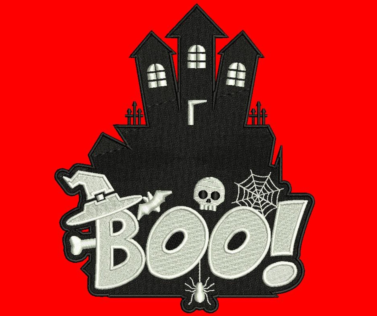 BOO Haunted House Embroidery Design, Halloween Machine Embroidery File ...