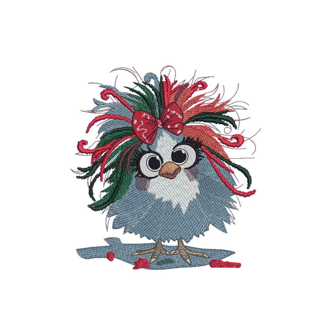 Funny Crazy Chicken Embroidery Design, Digital Pattern for Kids Tshirt ...
