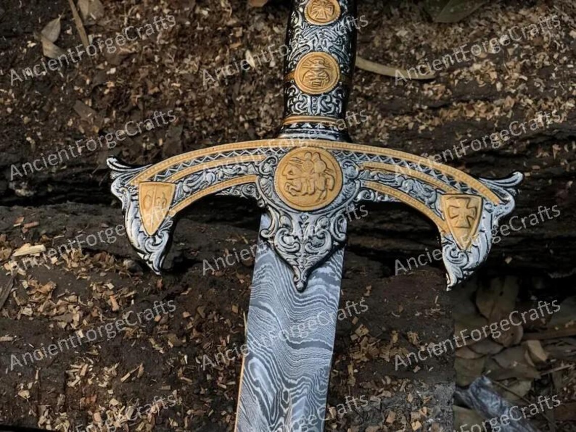 Handmade Knights Templar Sword Damascus Steel Unique Crusader Sword ...