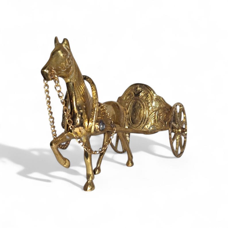 Antique Brass Horse Carriage | Vintage Handmade Decorative Chariot ...