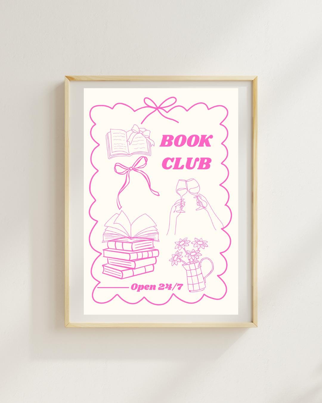 Book Club Print, Digital Print for Book Lovers, Cozy Reading Nook Gift ...