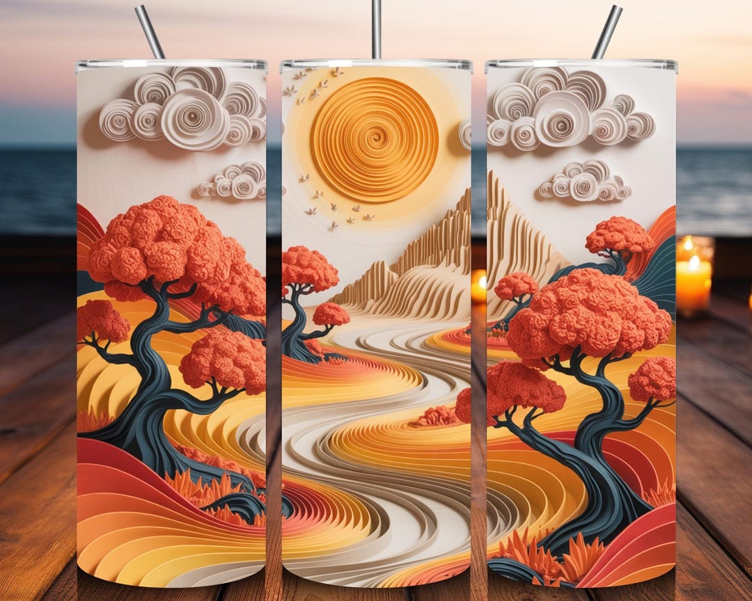 4 Papercut Tumbler Mini Gift Set PNG 20oz Quilling Sublimation Wrap ...