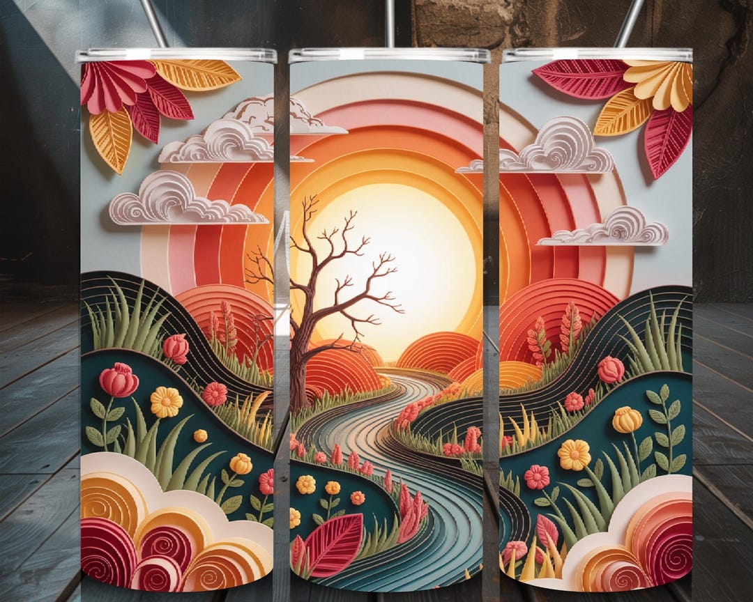 4 Papercut Tumbler Mini Gift Set PNG 20oz Quilling Landscape ...
