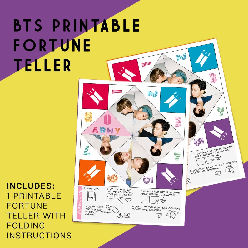 BTS Origami Fortune Teller Dynamite Theme BTS Birthday Party Printable ...