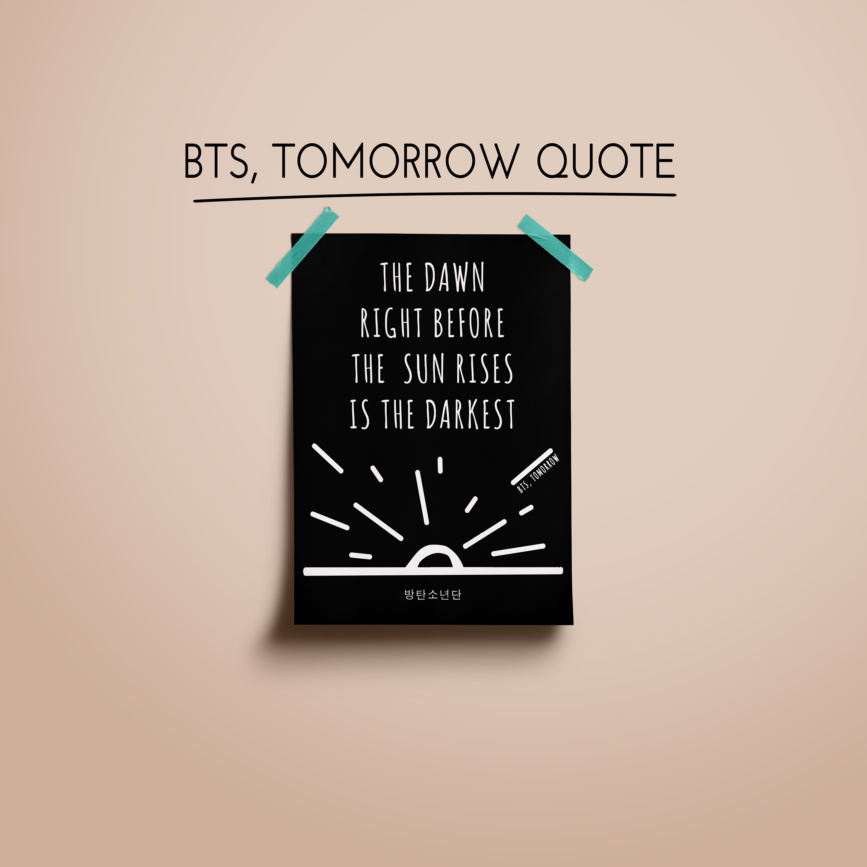 BTS Printable TOMORROW Quote Poster Sunrise Kpop Digital - Etsy