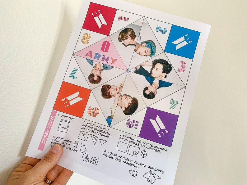 BTS Origami Fortune Teller Dynamite Theme BTS Birthday Party Printable ...