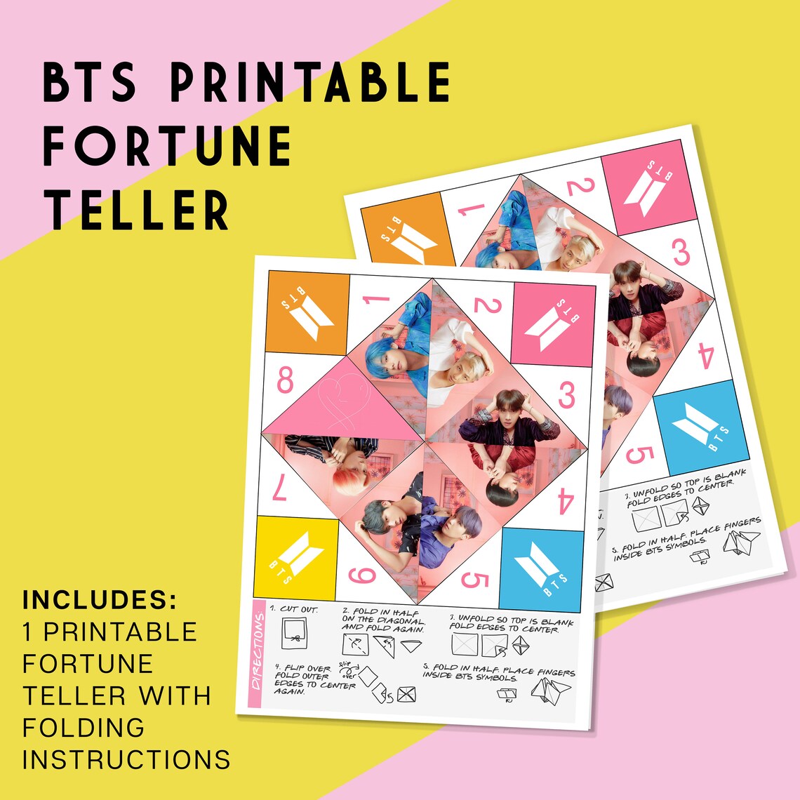 BTS Origami Fortune Teller BTS Birthday Party Printable | Etsy