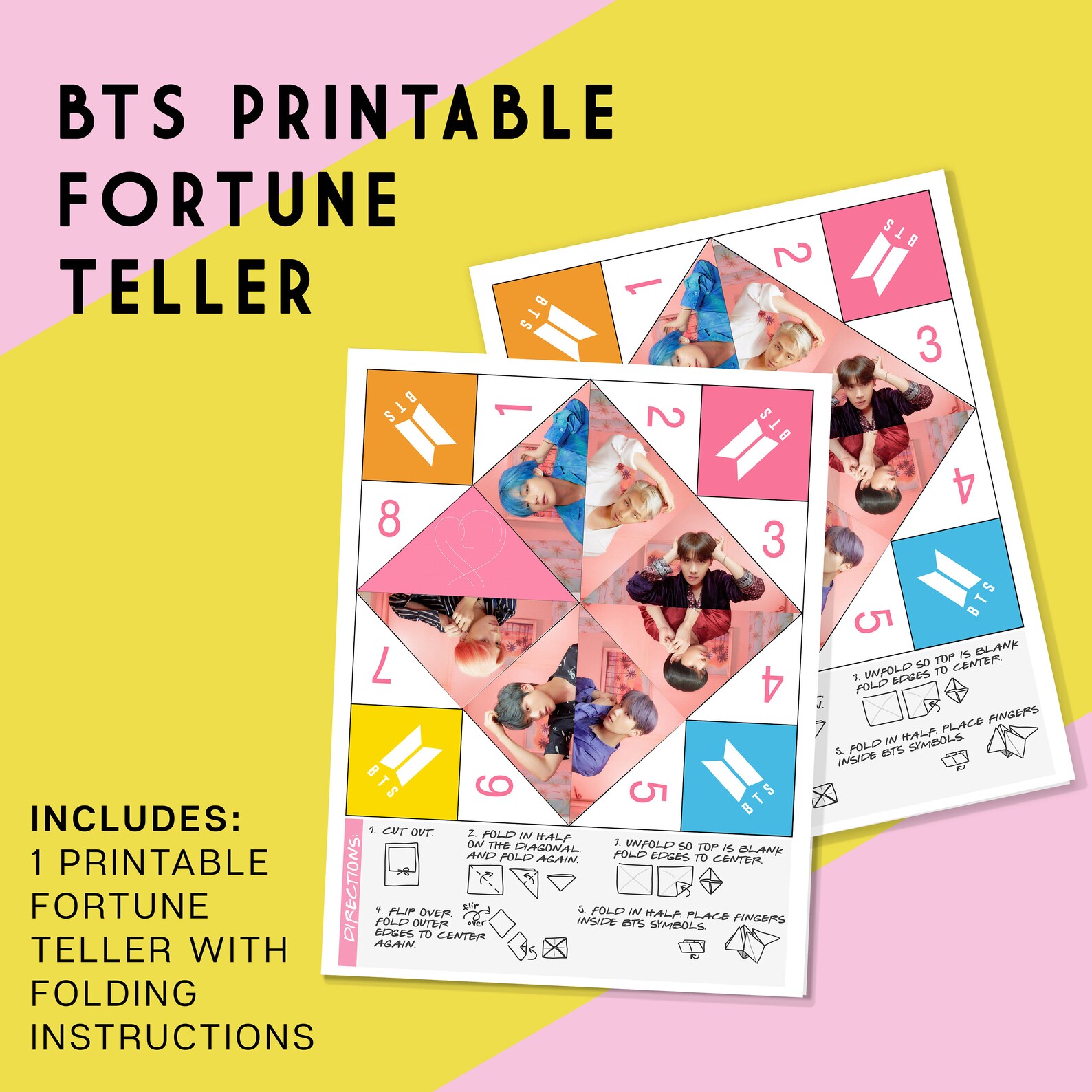 BTS Origami Fortune Teller - BTS Birthday Party Printable - BTS Party ...