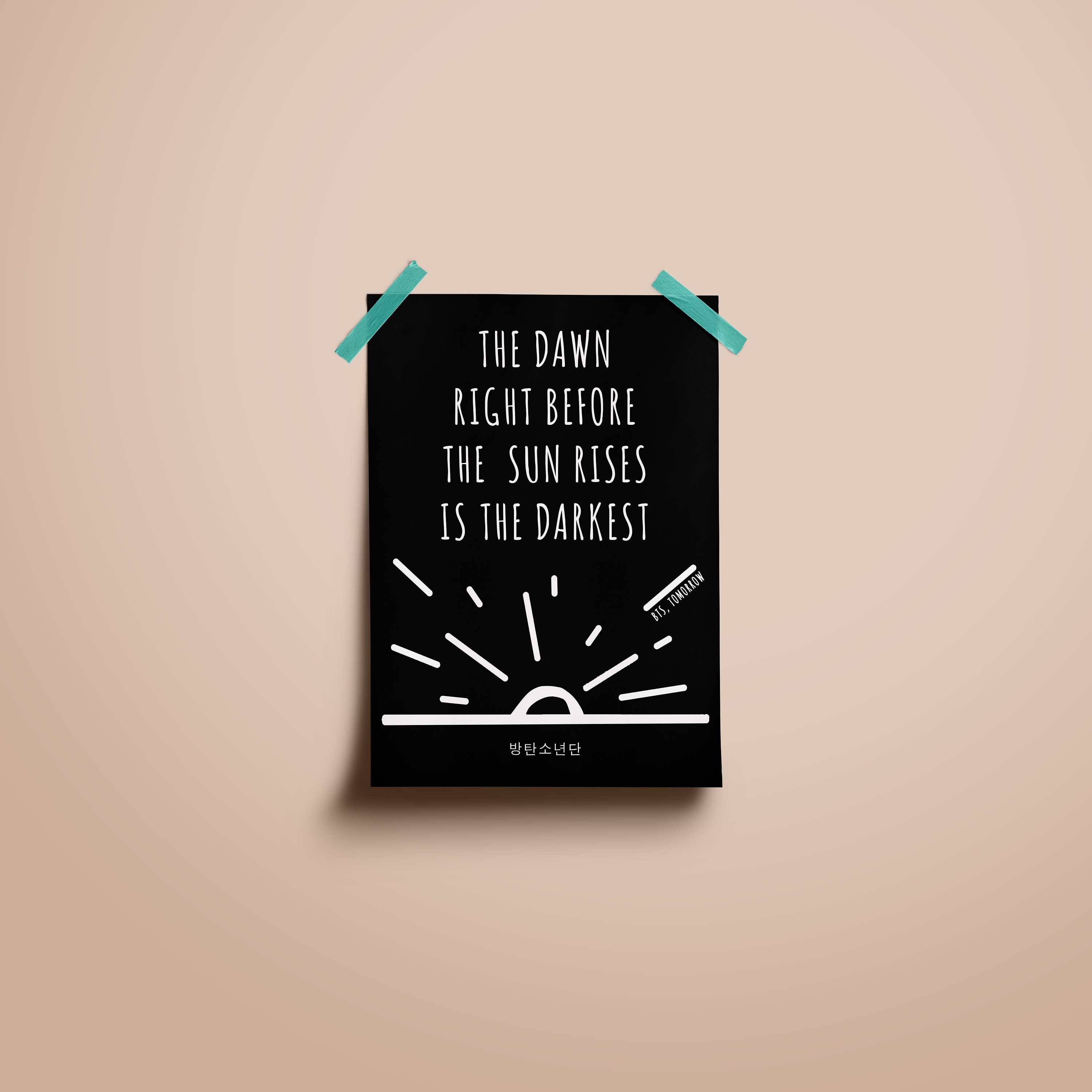 BTS Printable TOMORROW Quote Poster Sunrise Kpop Digital - Etsy