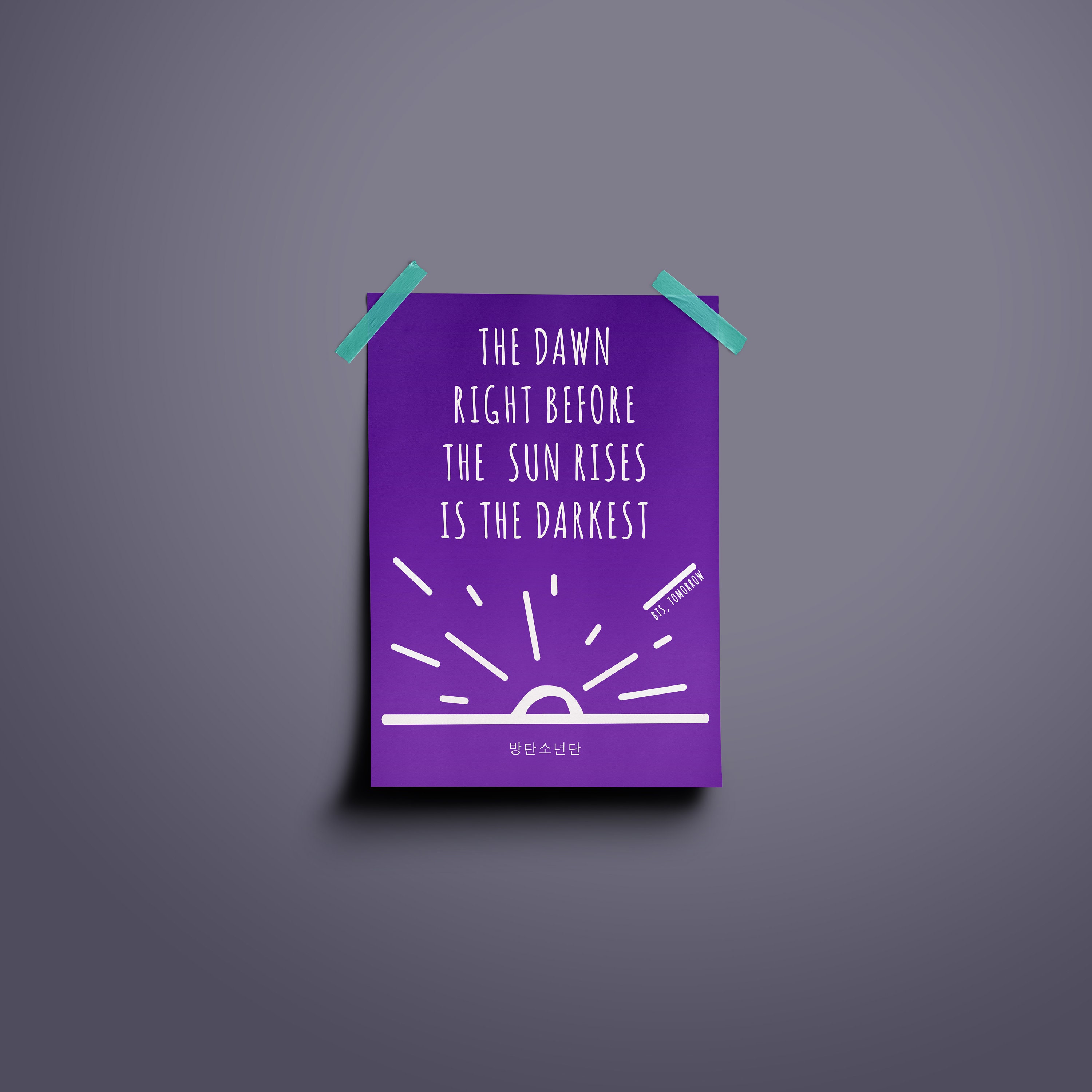 BTS Printable TOMORROW Quote Poster Sunrise Kpop Digital - Etsy