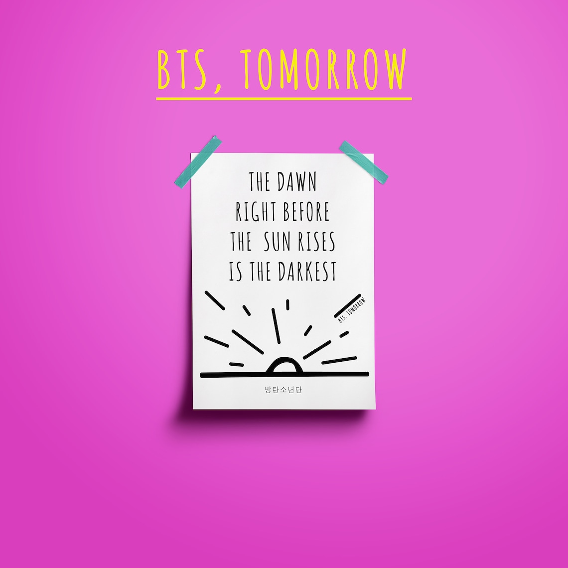 BTS Printable TOMORROW Quote Poster Sunrise Kpop Digital - Etsy