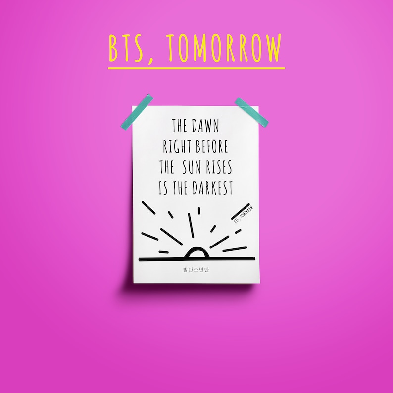 BTS Printable TOMORROW Quote Poster Sunrise Kpop Digital - Etsy