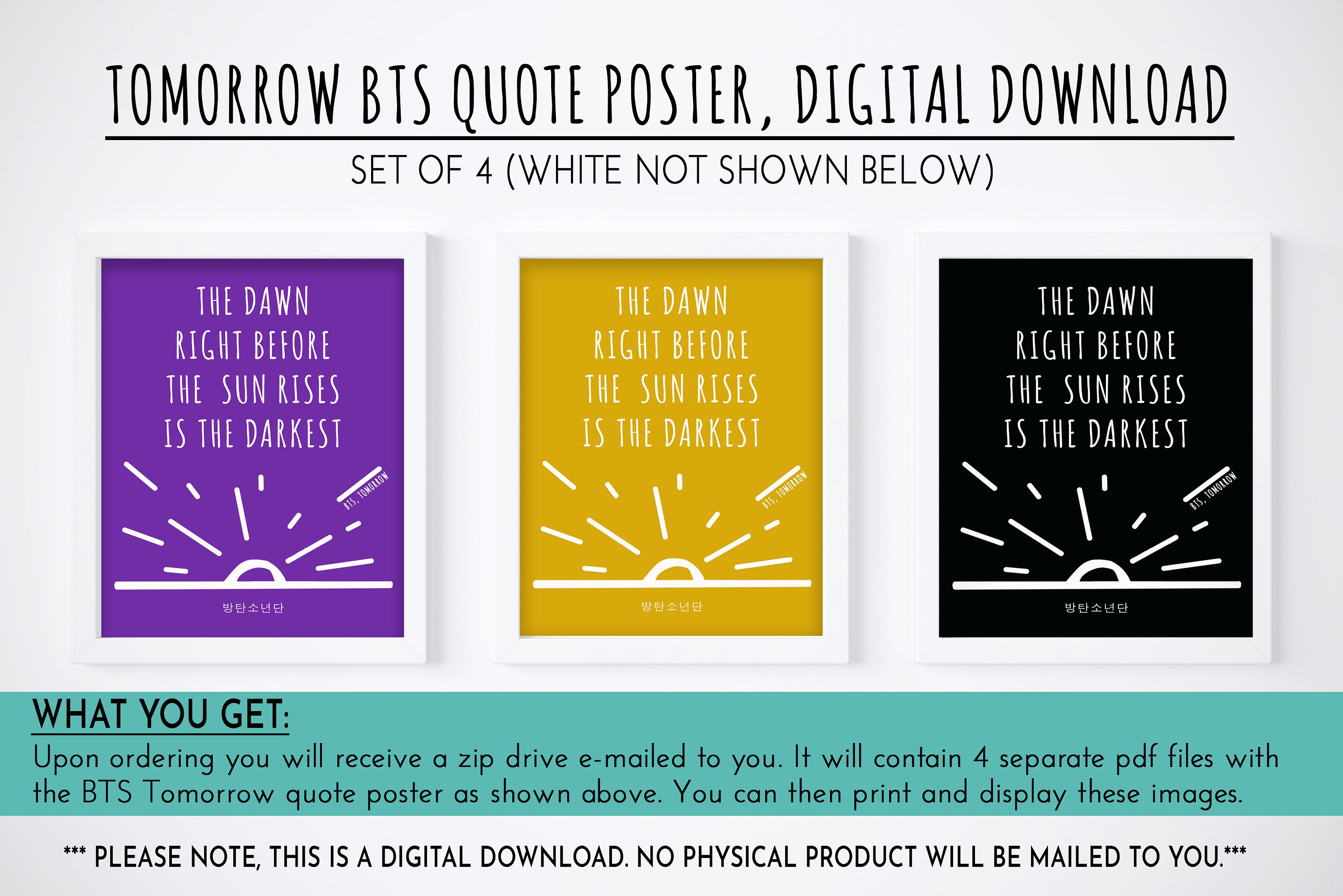 BTS Printable TOMORROW Quote Poster Sunrise Kpop Digital - Etsy