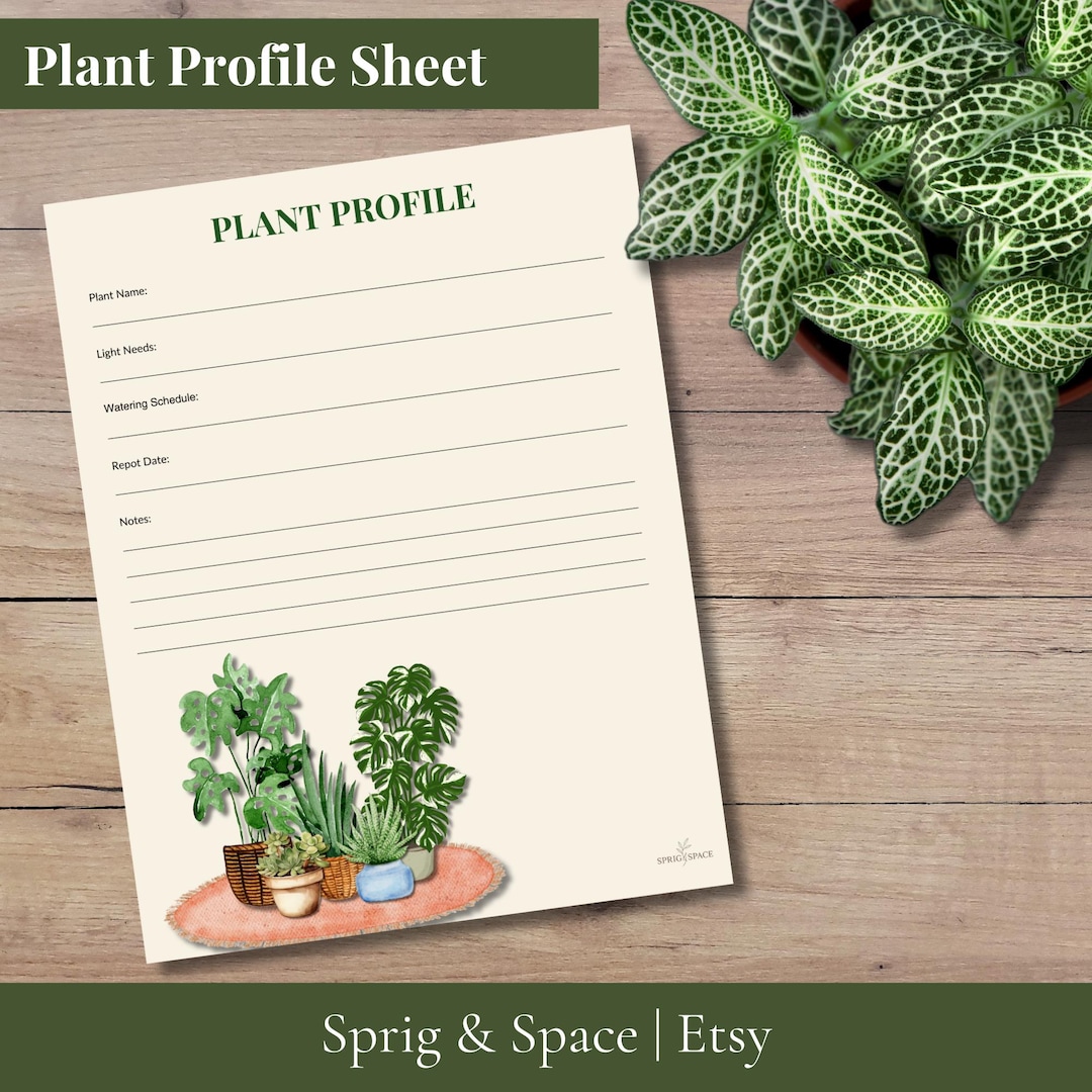 Plant Profile Sheet Printable | Houseplant Care Tracker | Indoor Plant ...