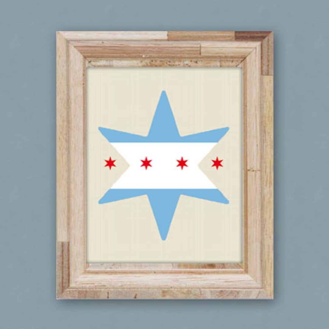 Chicago Flag Star Print, Chicago Illinois Wall Art, Printable Art ...