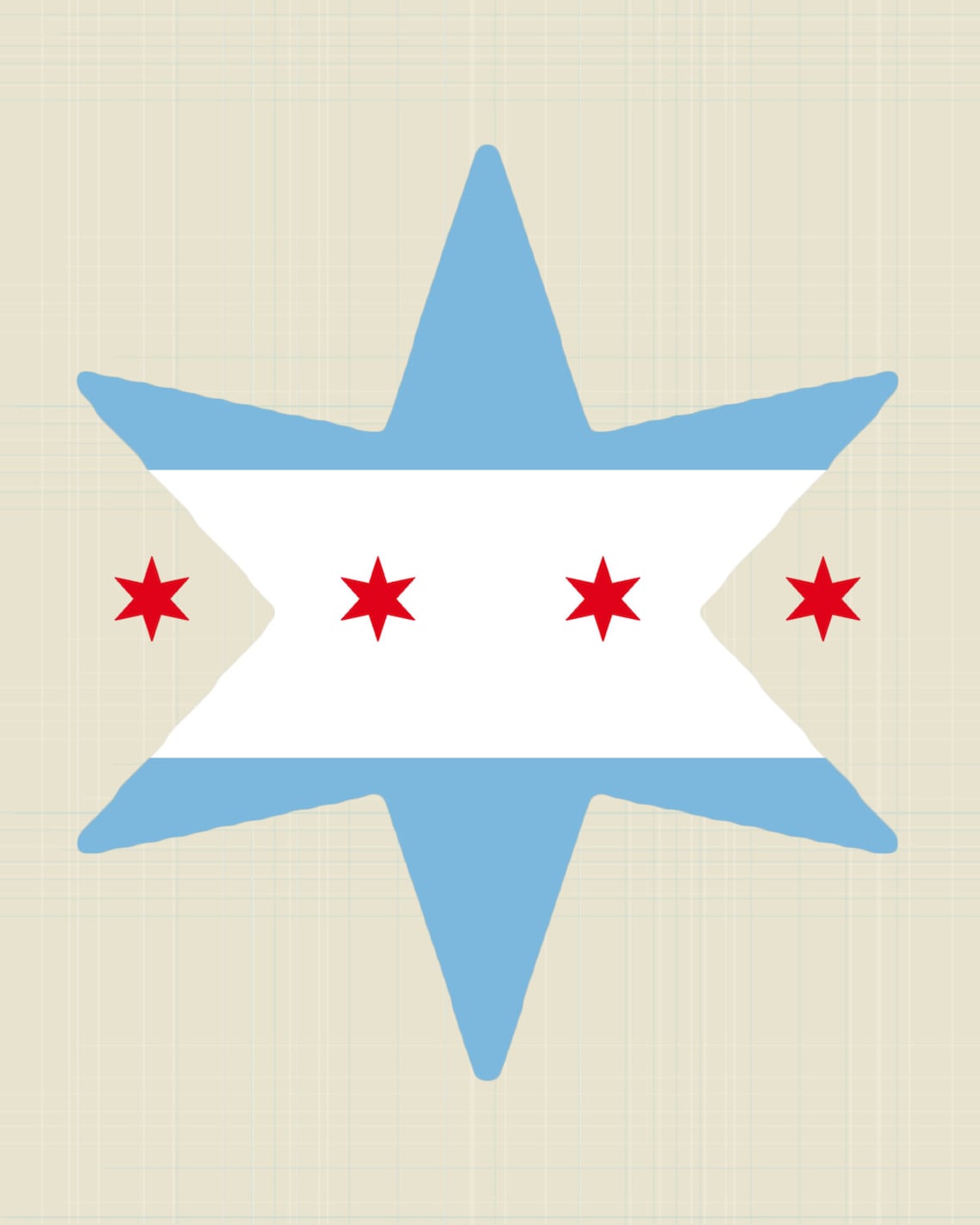 Chicago Flag Star Print, Chicago Illinois Wall Art, Printable Art ...
