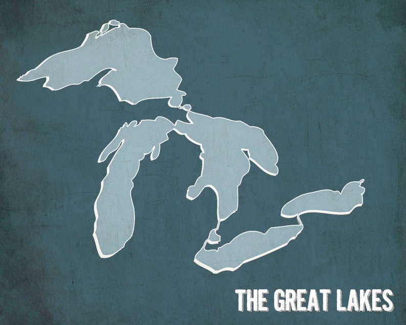 Great Lakes Print DIY Printable Map Wall Art Digital Art - Etsy