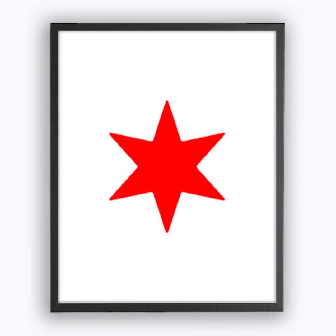 Chicago Flag Red Star Print, Chicago Illinois Wall Art, Printable Art ...