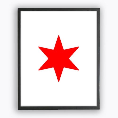 Chicago Flag Print, Red Star Printable Wall Art, DIY Digital Art, Print ...