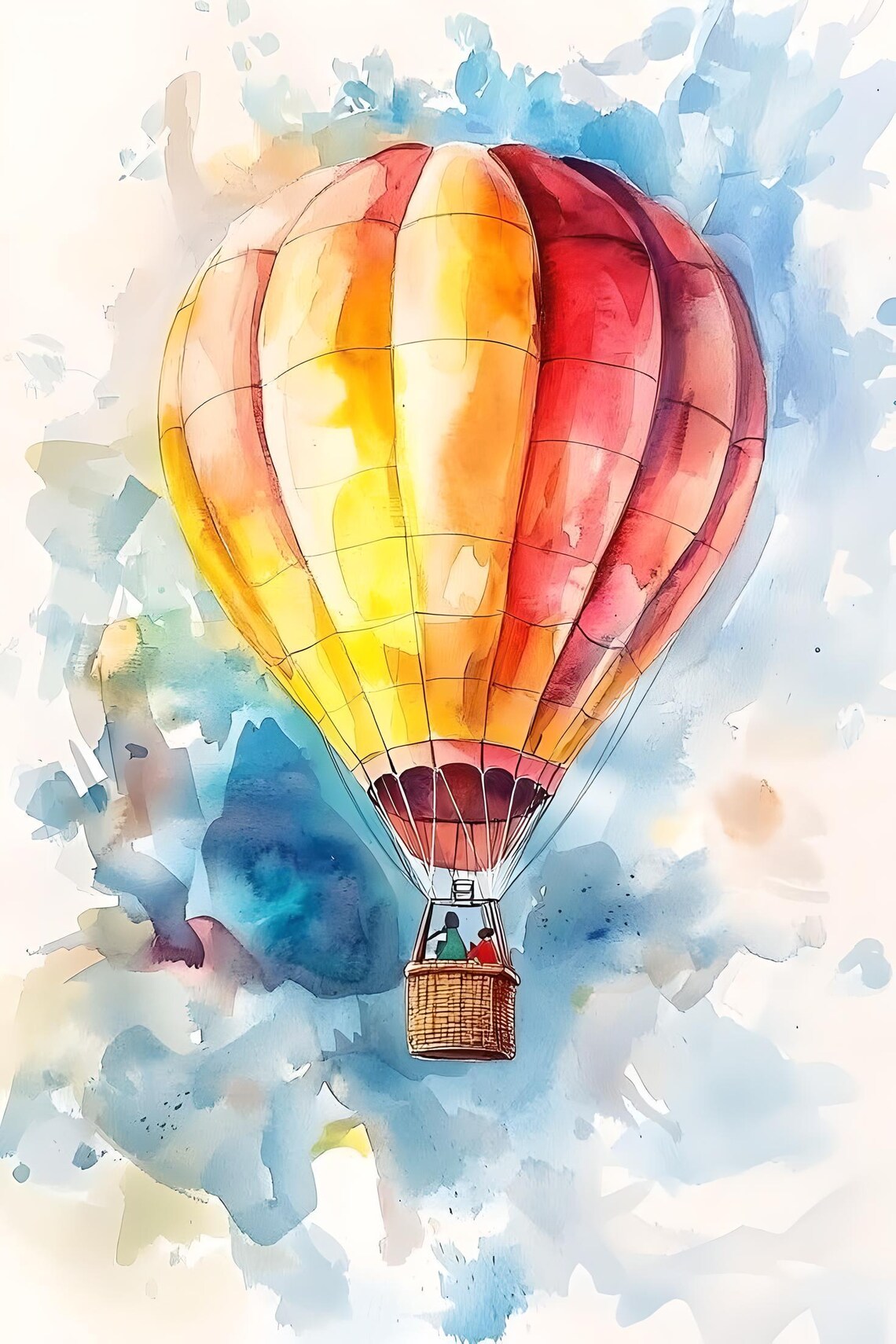 Hot Air Balloon in Watercolors - Etsy