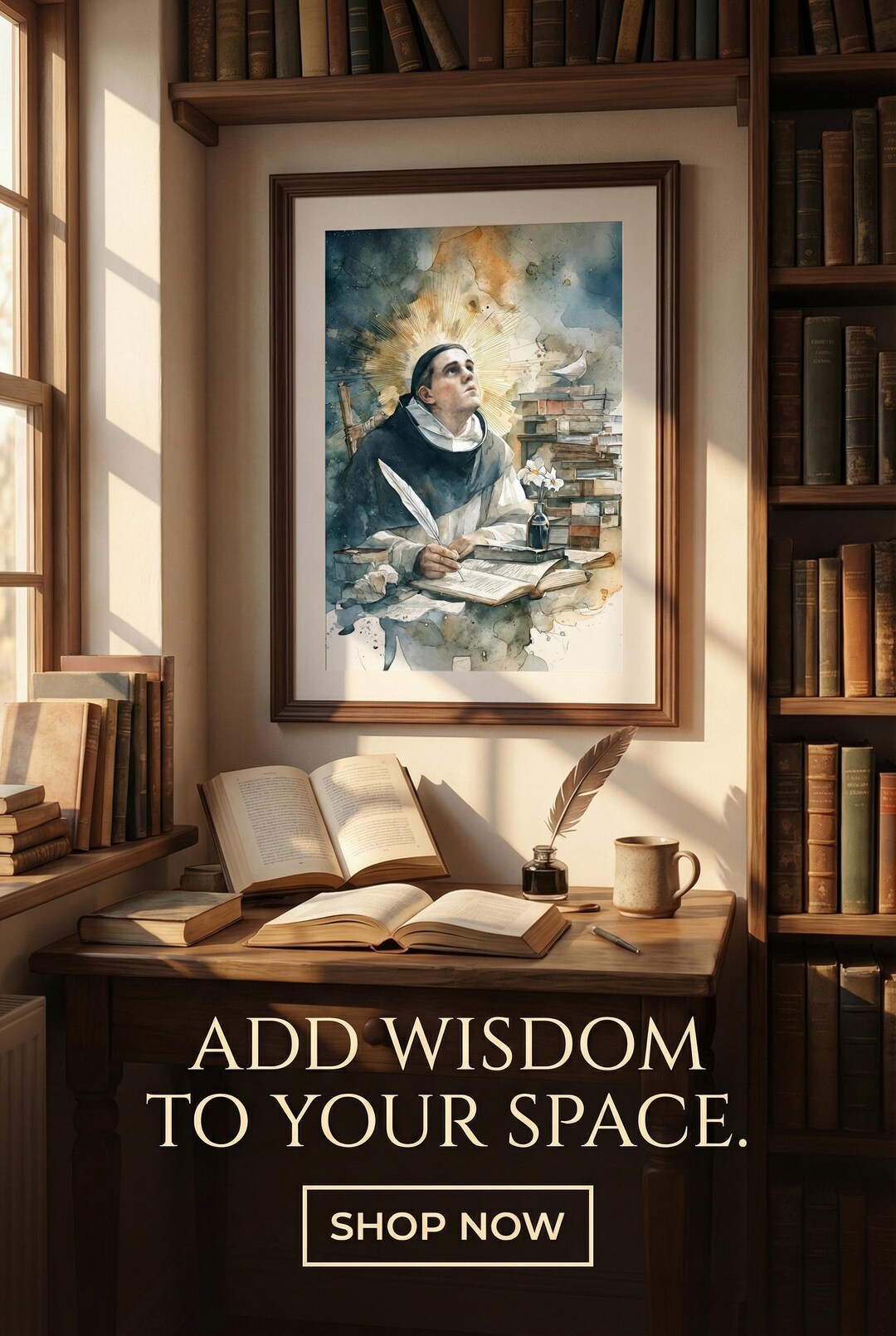 St. Thomas Aquinas With Quill in Watercolors - Digital Download - Etsy