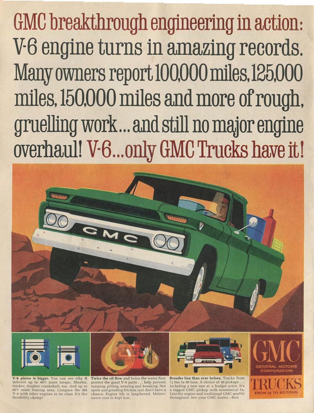 Lot of 10 Vintage GMC Truck Ads – 1940s–1960s – WWII & Diesel ...