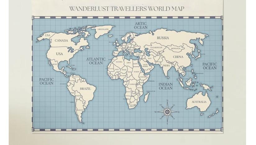 Wanderlust Traveller World Map - Etsy