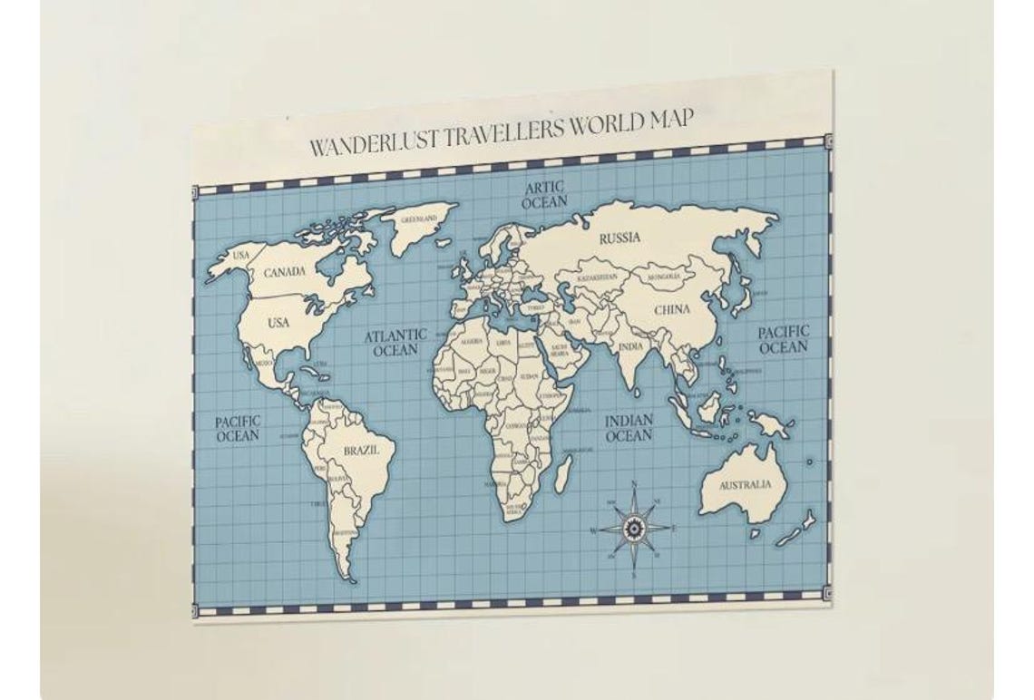 Wanderlust Traveller World Map - Etsy
