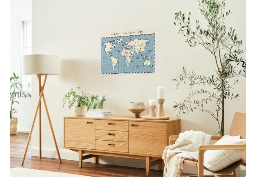 Wanderlust Traveller World Map - Etsy