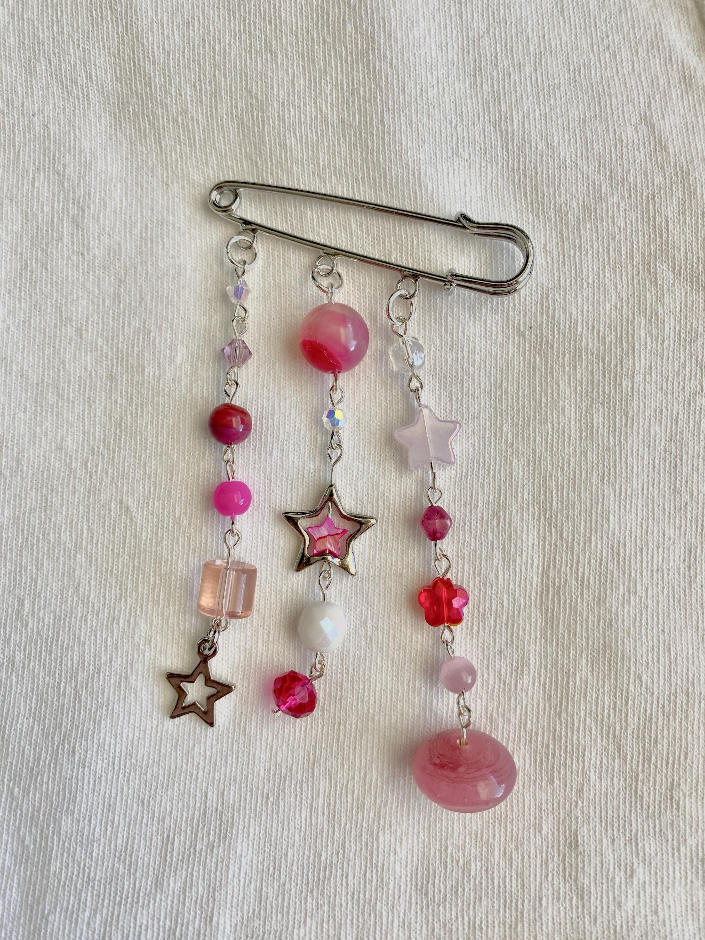 Pink Stars Safety Pin Bag Charm Purse Accessory - Etsy