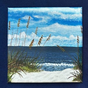 Coastal Dune Scene – 3x3 Mini Art Print – Ocean Beach Gift – Stocking ...