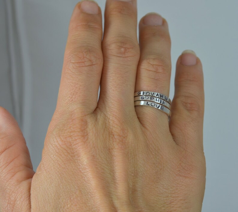 Personalized Stacking Rings Hand Stamped Sterling Silver - Etsy