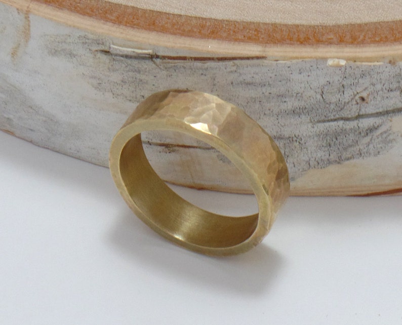 Mens Hammered Ring in 14k Gold 5mm Wedding Band 14 Karat | Etsy