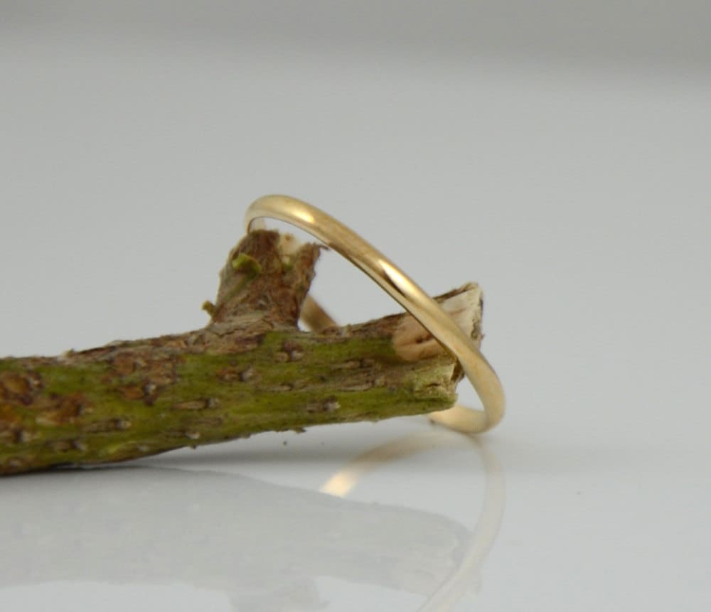 Solid Gold Half Round Stacking Ring Simple Thin Gold Wedding | Etsy