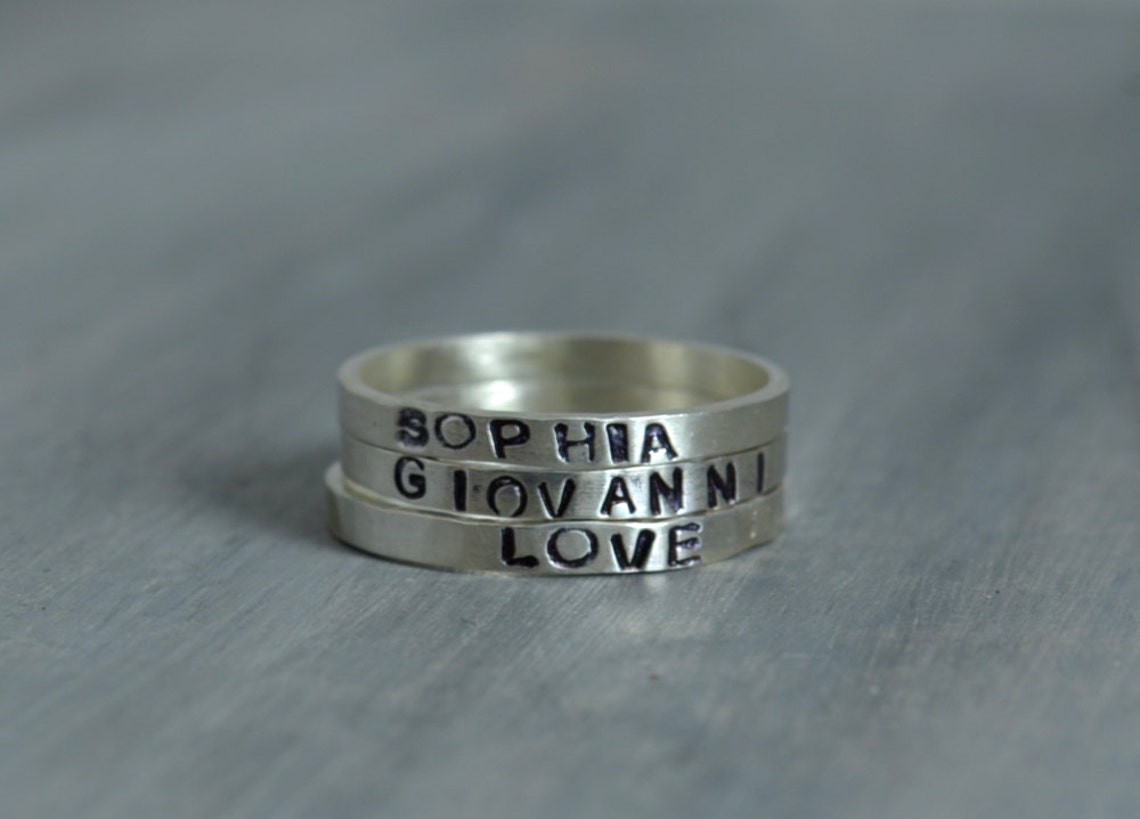 Personalized Stacking Rings Hand Stamped Sterling Silver - Etsy
