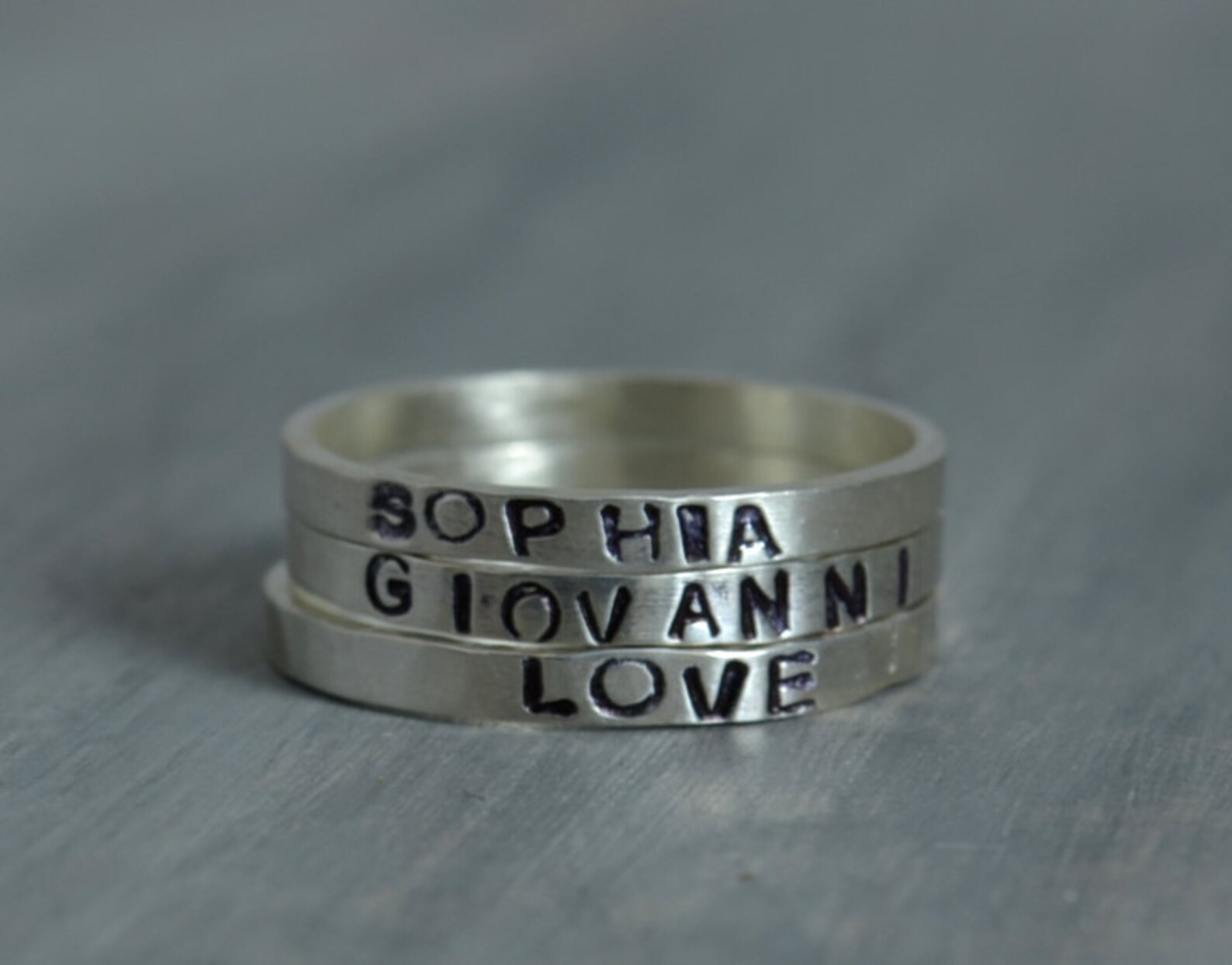 Personalized Stacking Rings Hand Stamped Sterling Silver - Etsy