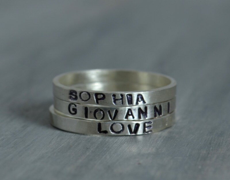 Personalized Stacking Rings Hand Stamped Sterling Silver - Etsy