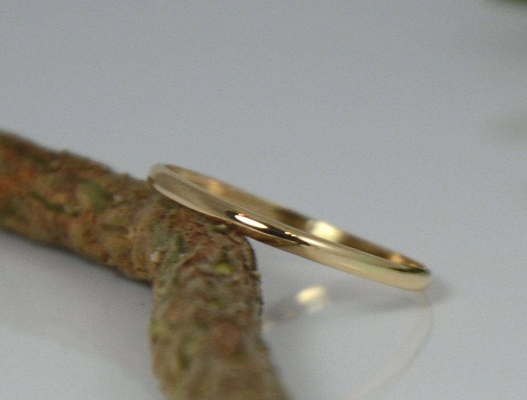 Solid Gold Half Round Stacking Ring Simple Thin Gold Wedding Ring for ...