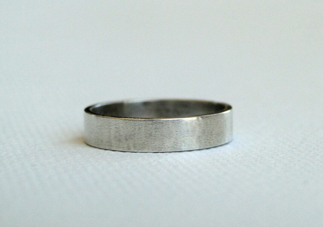 Sterling Silver Ring - Brushed Silver Wedding Band for Man or Woman - Etsy