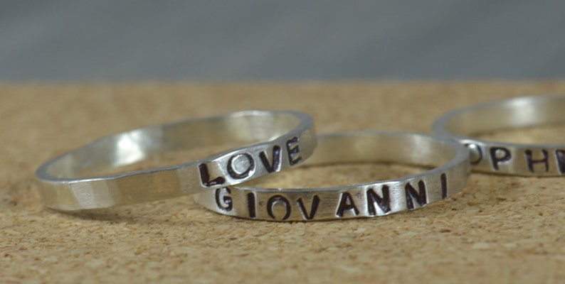 Personalized Stacking Rings Hand Stamped Sterling Silver - Etsy