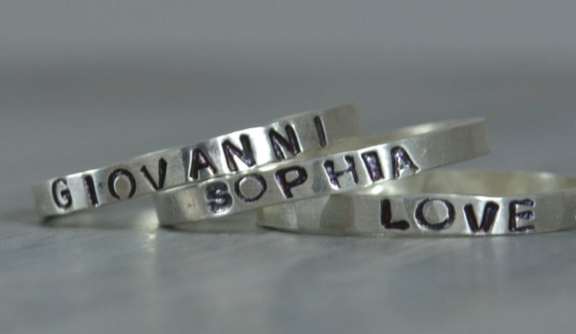Personalized Stacking Rings Hand Stamped Sterling Silver - Etsy