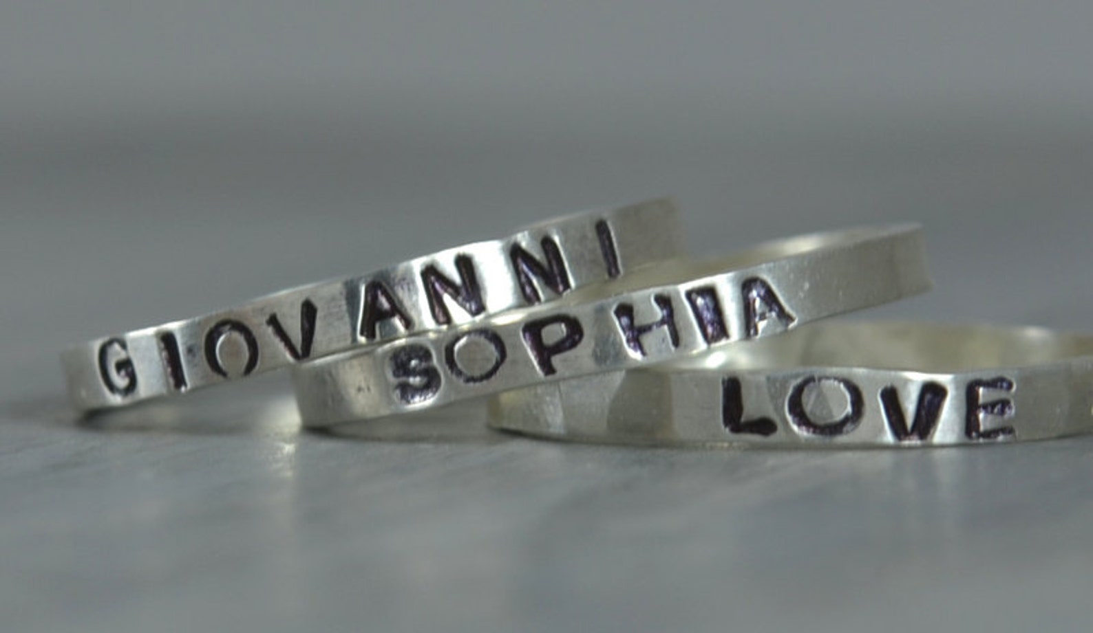 Personalized Stacking Rings Hand Stamped Sterling Silver - Etsy