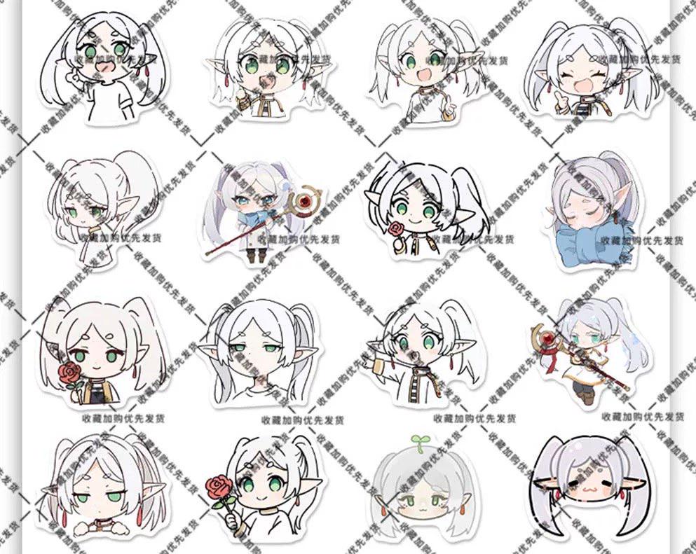 Frieren Sticker Pack – 48 Chibi Anime Stickers | Waterproof PVC Decals ...