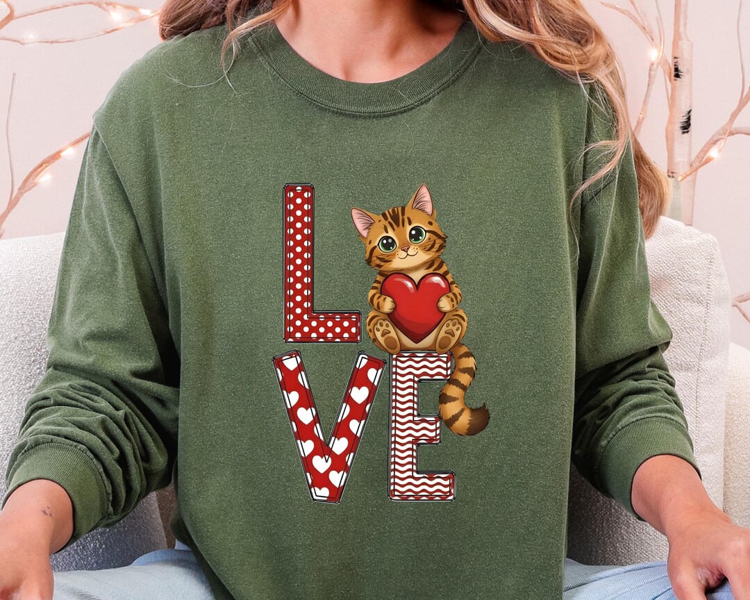 Bengal Cat Love Art Printable, Valentine Cat Wall Art, Cute Pet Love ...