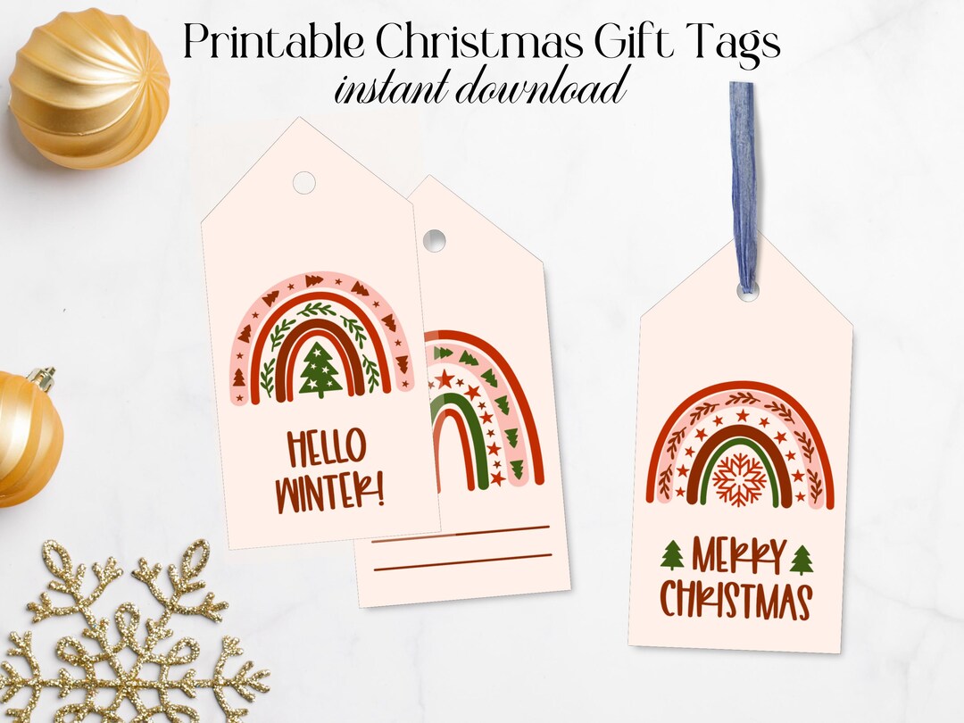 Pastel Rainbow Christmas Gift Tags, Printable Holiday Labels (PDF) - Etsy