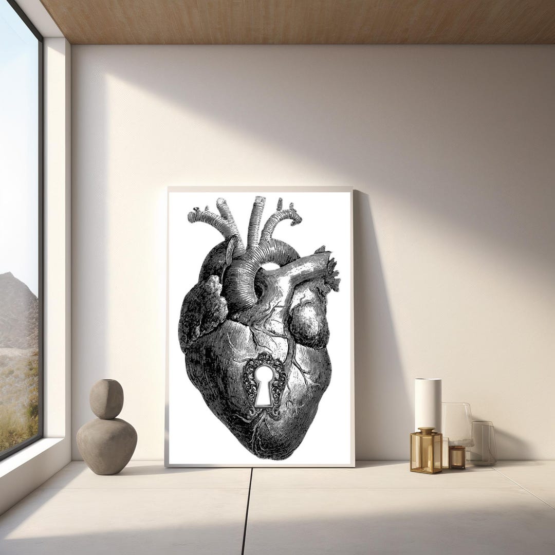 Gothic Anatomical Heart Wall Art, Dark Anatomy Print, Minimal Gothic ...