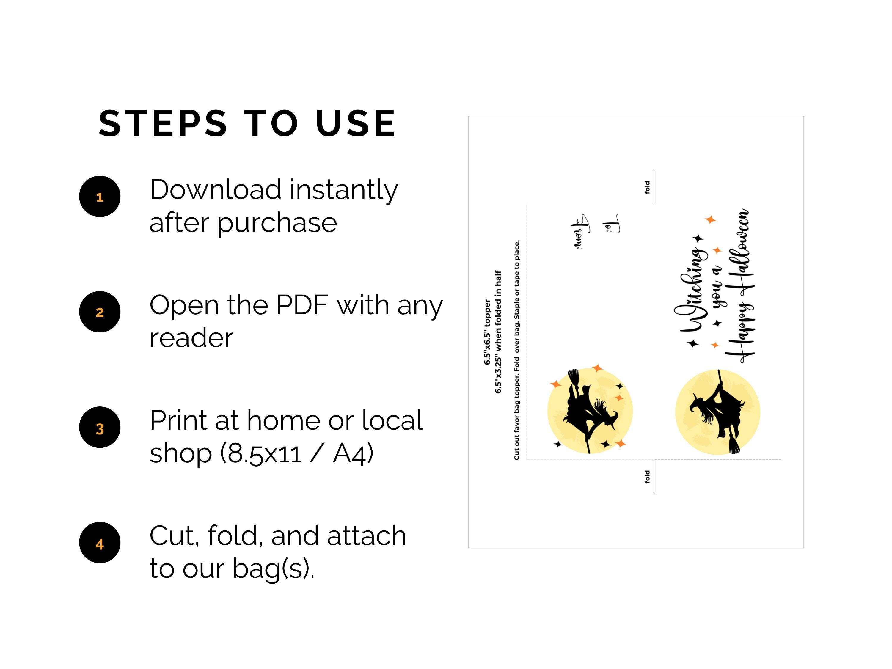 Witchy Halloween Treat Bag Toppers: Printable Party Favors (digital ...