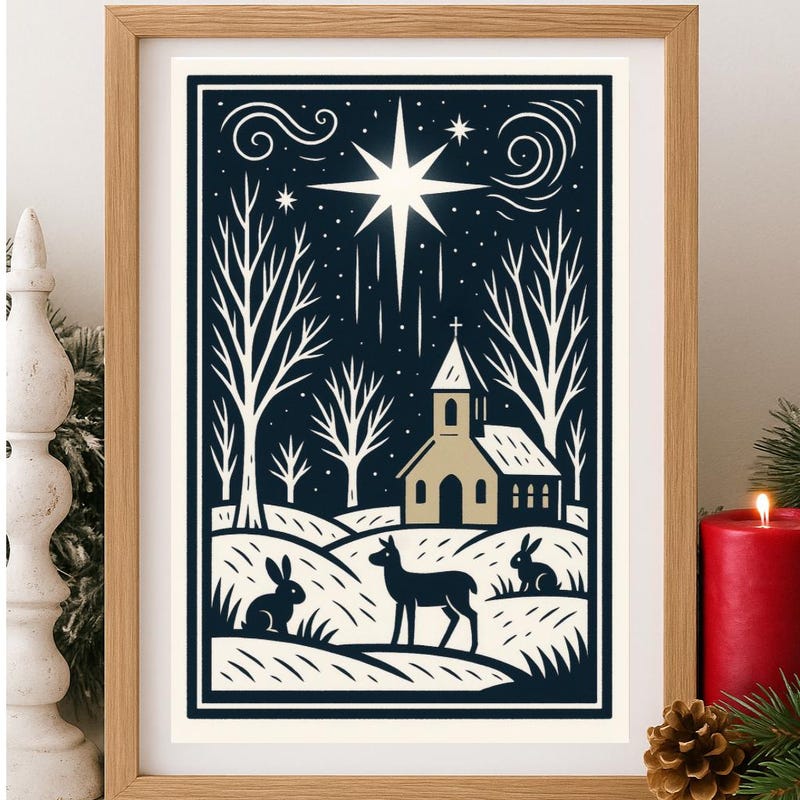 Linocut Christmas - Etsy