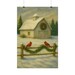 Vintage Christmas Poster Barn With Cardinals and Wreath Wall Art ...