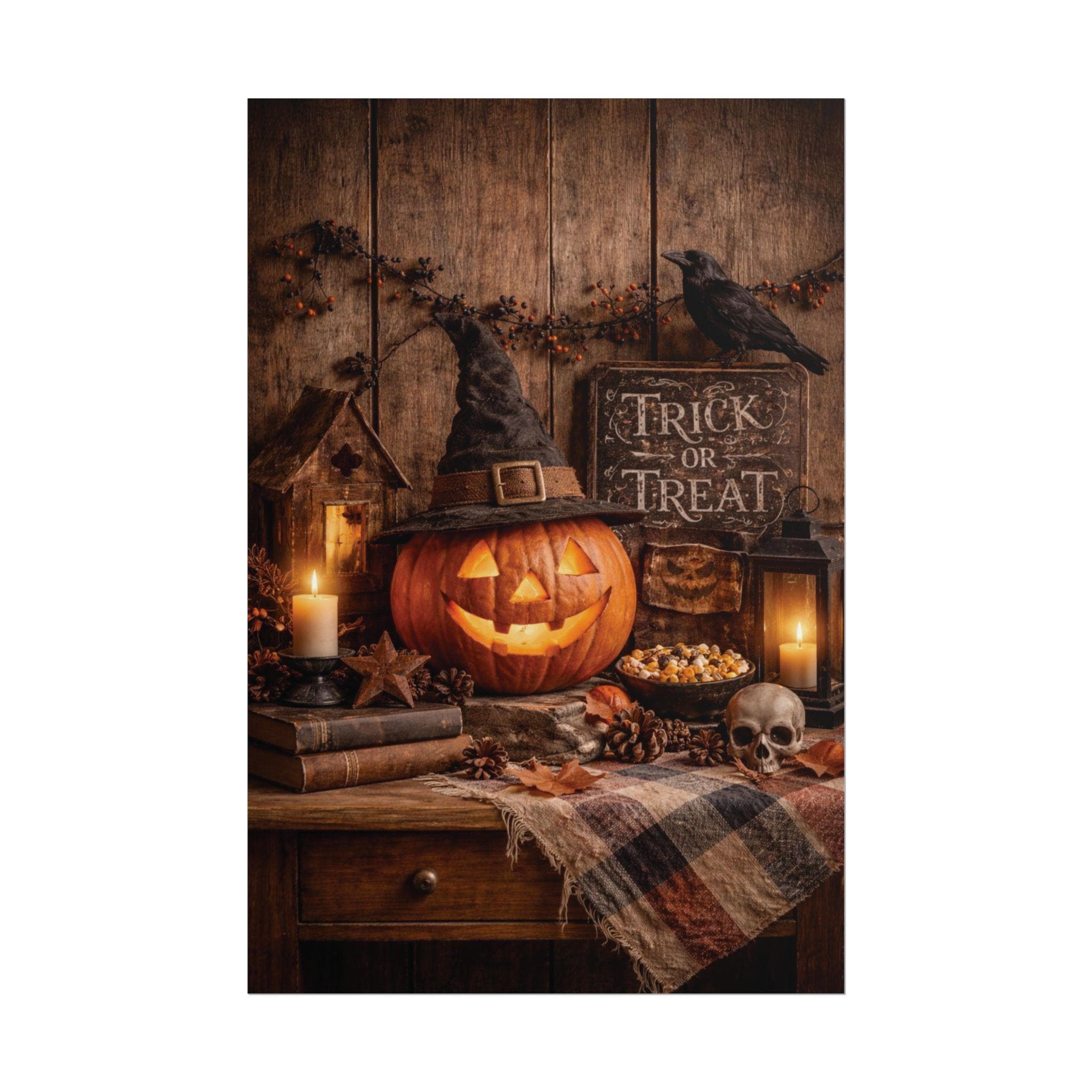 Vintage Jack O Lantern Halloween Wall Art Cozy Pumpkin Decor Rustic ...